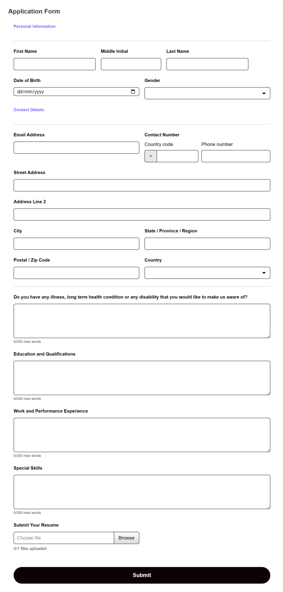 Application Form Template - Happyforms