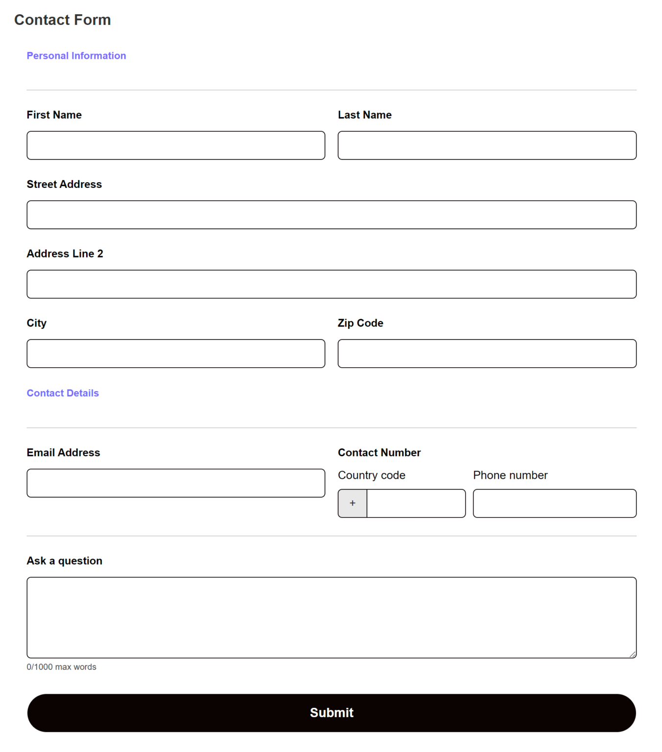 Contact Form Template - Happyforms