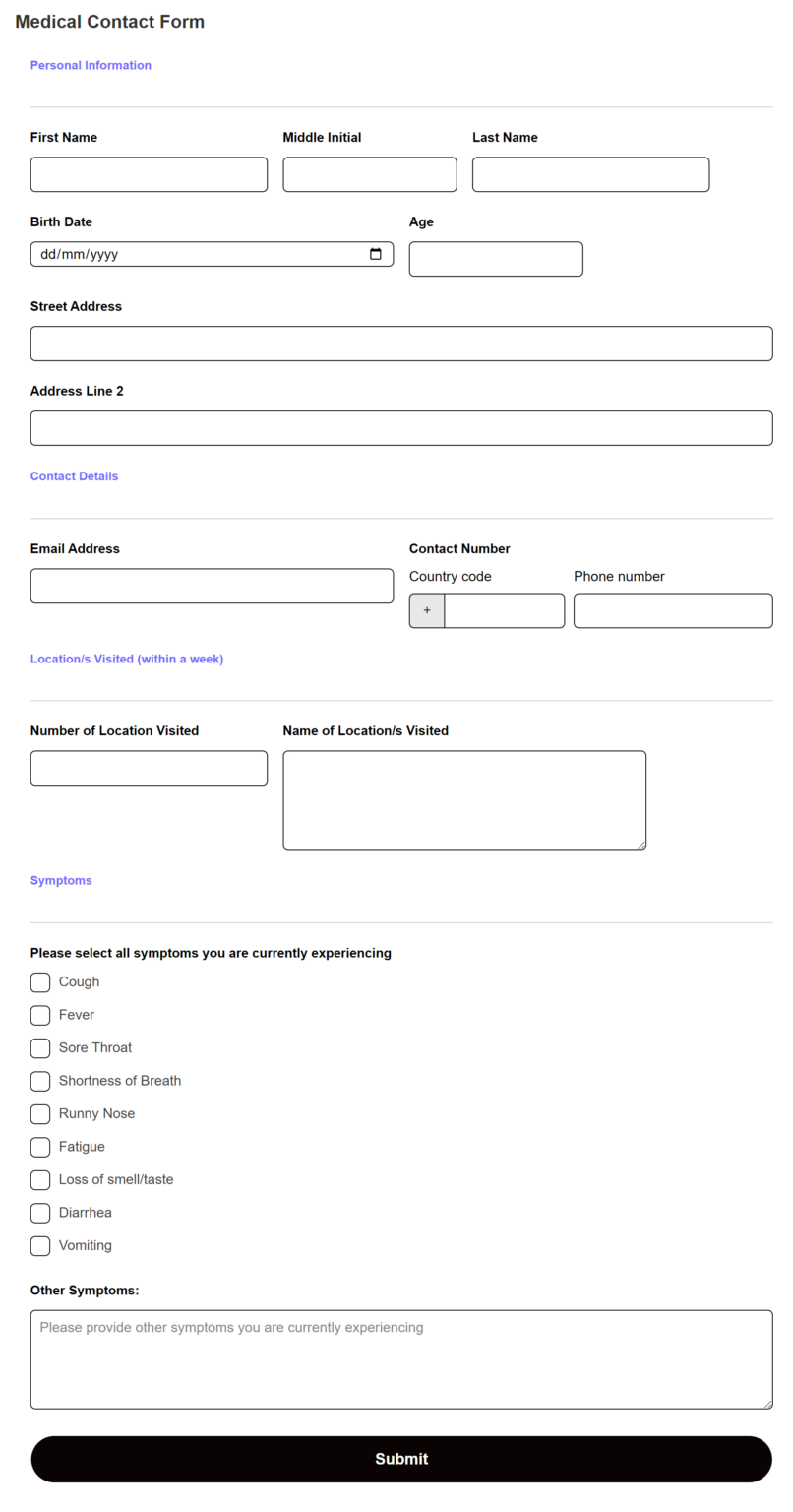 Contact Tracing Form Template - Happyforms