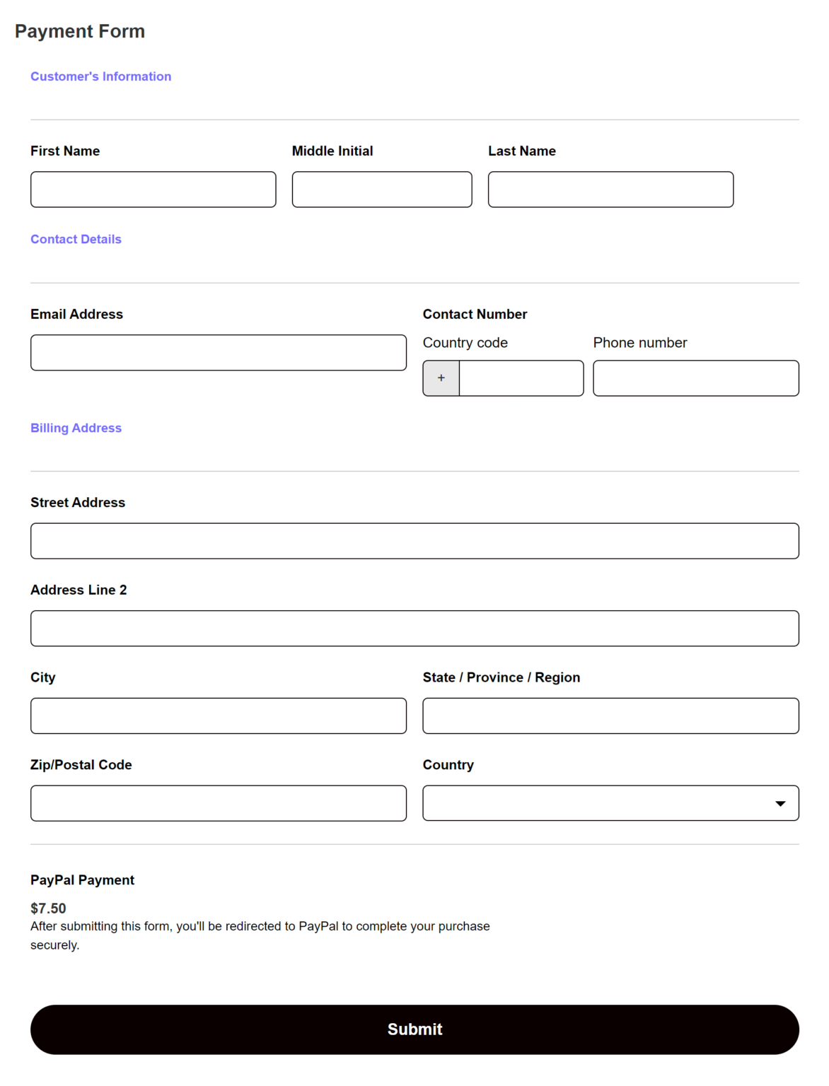 Payment Form Template - Happyforms