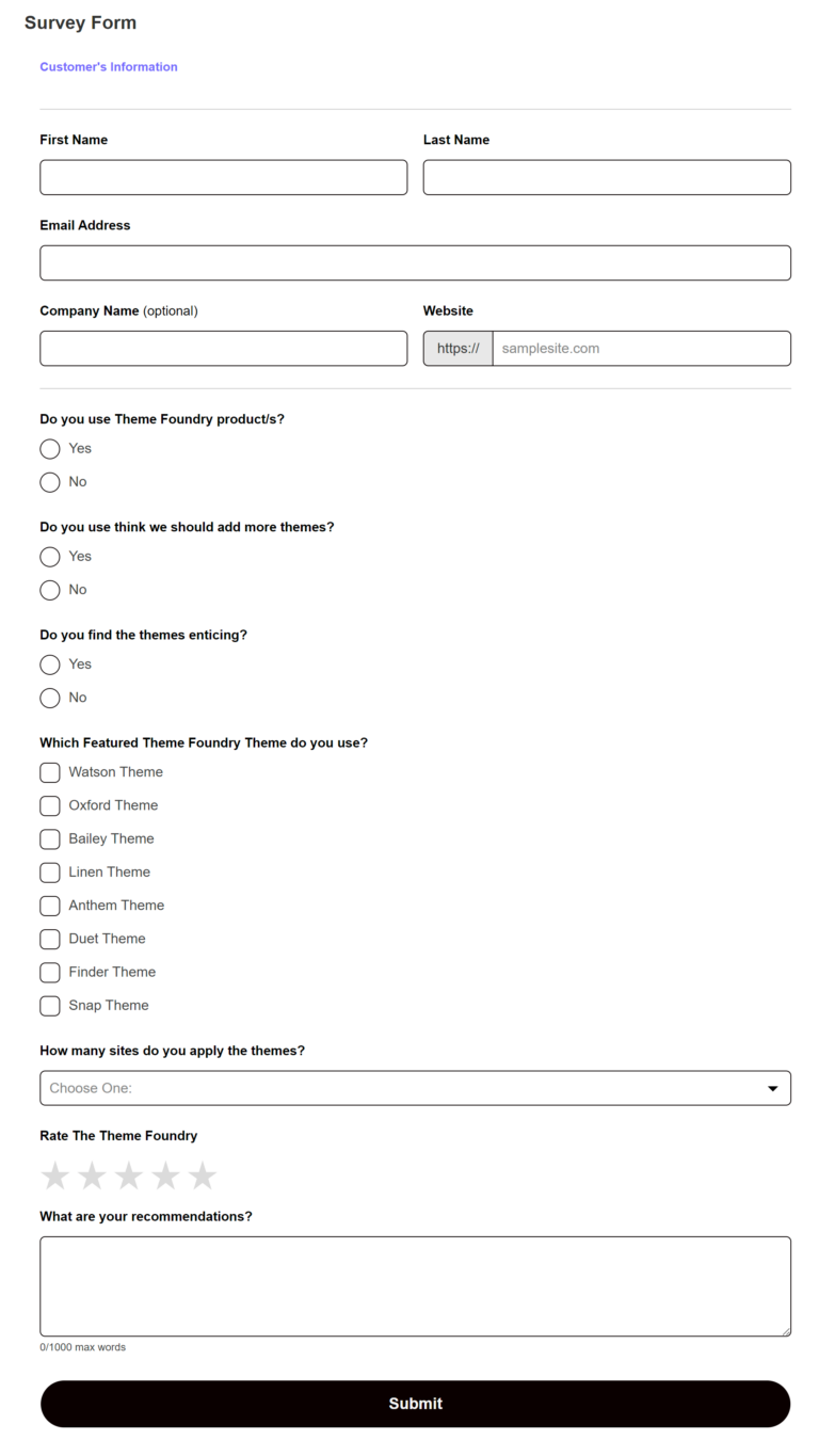 Survey Form Template - Happyforms